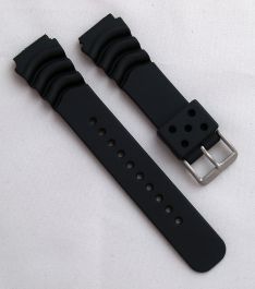 20 mm black polyurethane (PU) pin buckle watch strap to fit diver's ...